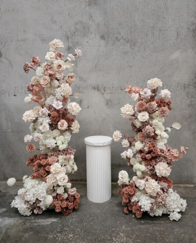 Luxe Rose & Mocha Floral Columns - Magic Flowers Event Rentals | Event ...