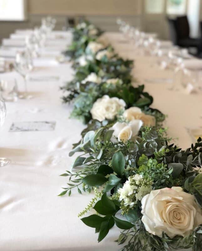 Greenery & White Flower Runner - Magic Flowers Event Rentals | Event ...