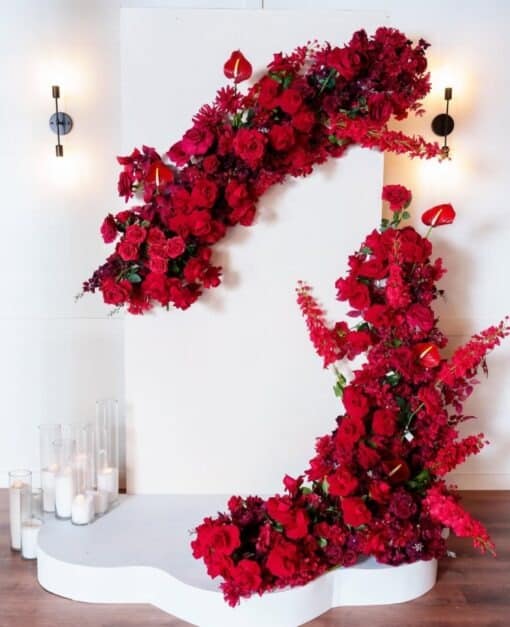Luxury Red Floral Backdrop - Magic Flowers Event Rentals | Event and ...